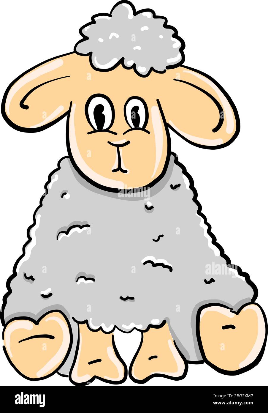 Sheep sitting, illustration, vector on white background Stock Vector ...