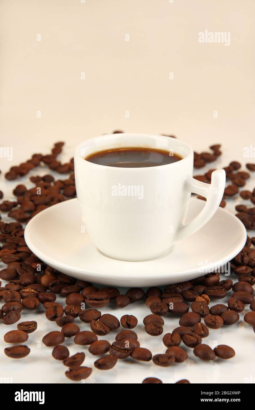 Cup of strong coffee isolated on white Stock Photo - Alamy