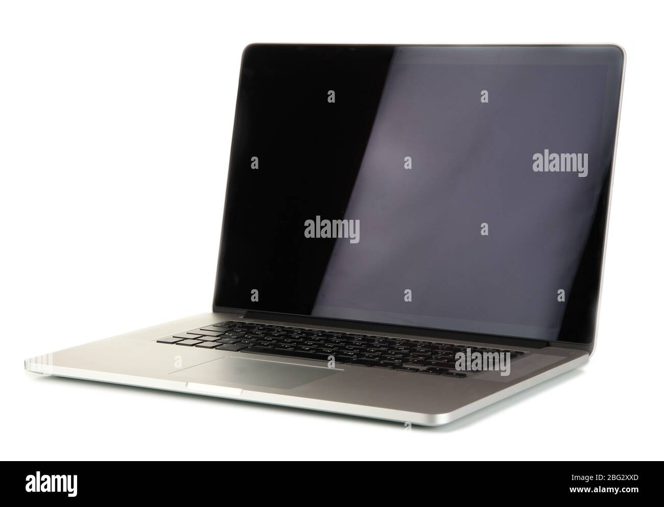 White laptop isolated on white Stock Photo - Alamy