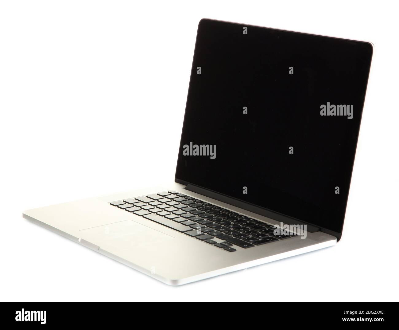 White laptop isolated on white Stock Photo - Alamy