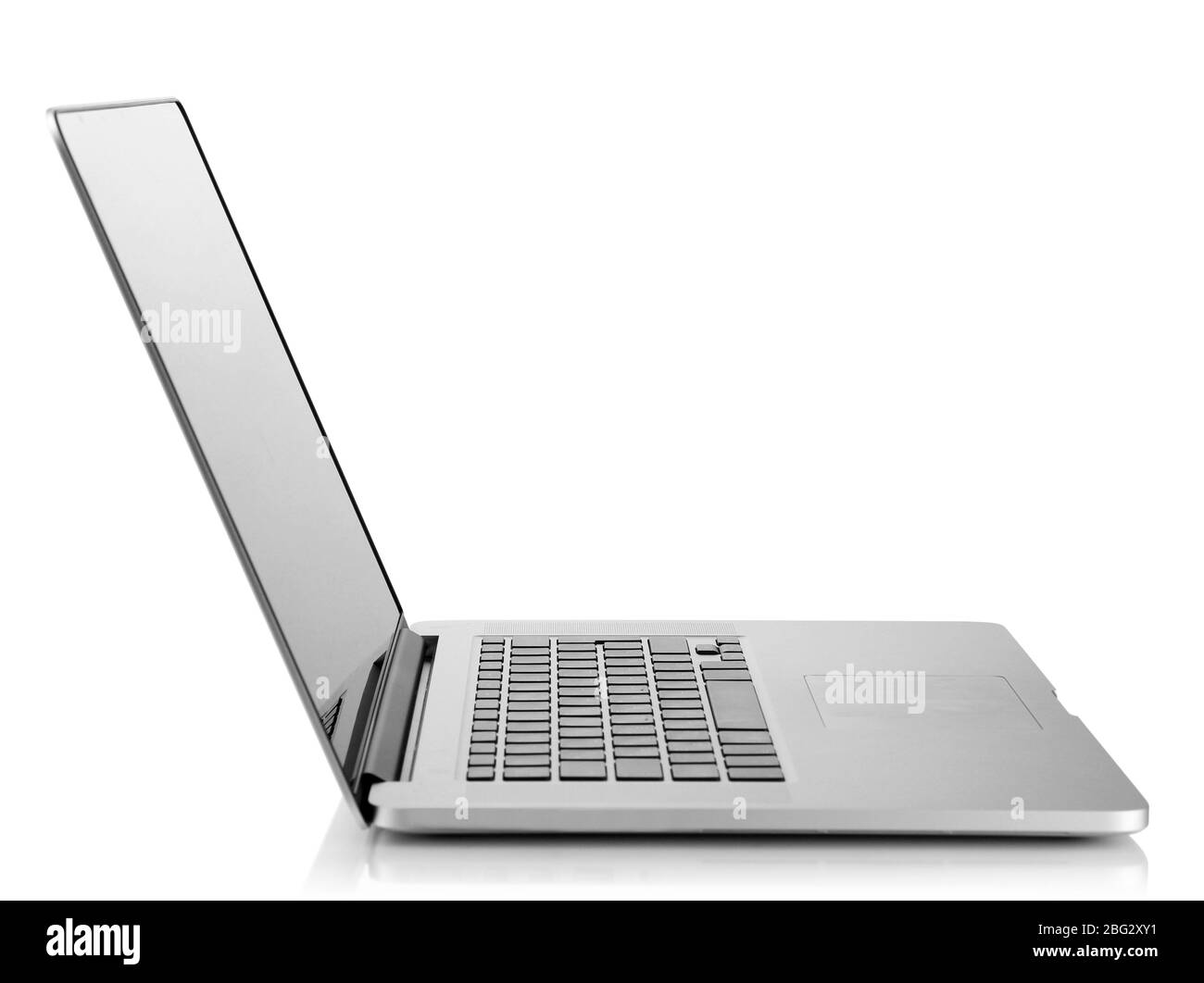 White laptop isolated on white Stock Photo - Alamy