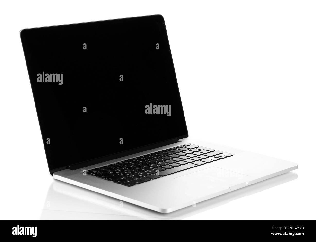 White laptop isolated on white Stock Photo - Alamy