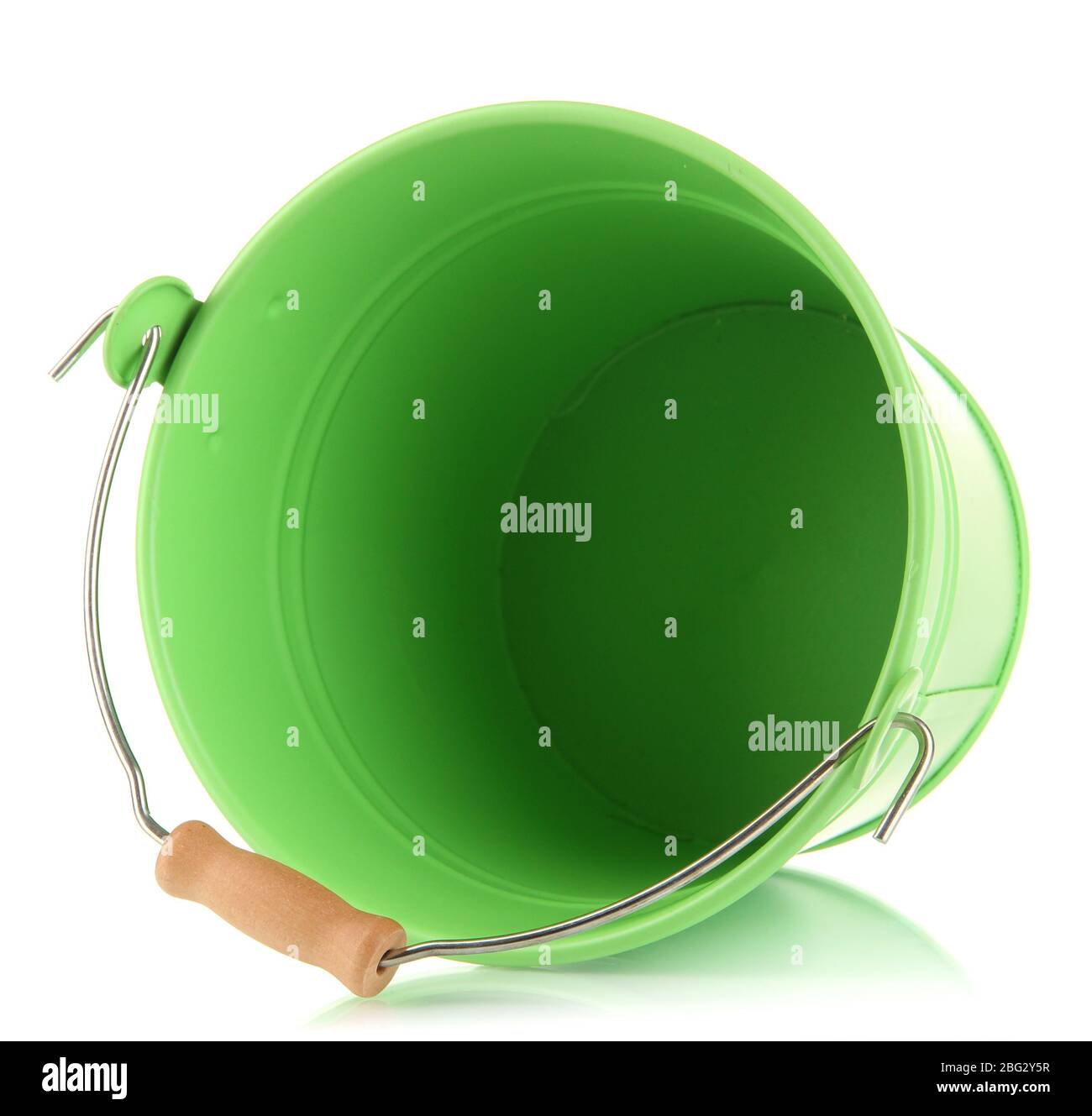 Empty green bucket isolated on white Stock Photo - Alamy