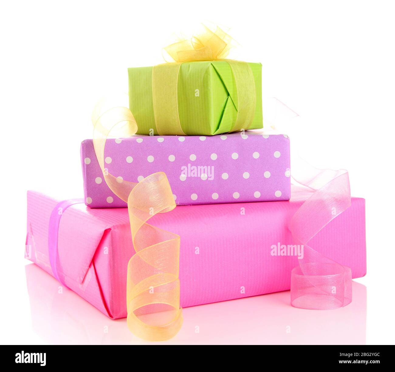Bright gifts with bows isolated on white Stock Photo - Alamy