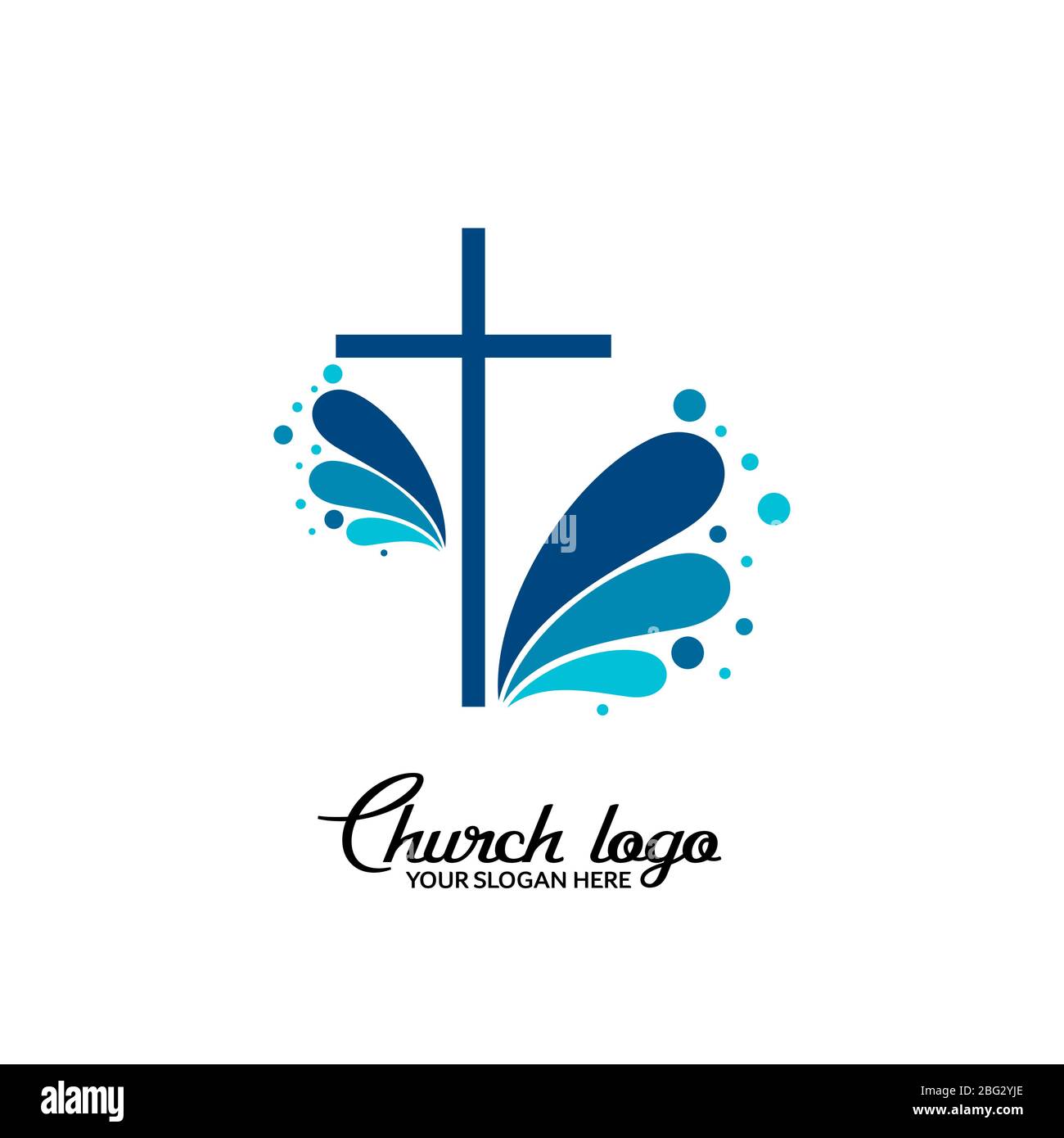 Church logo. Christian symbols. The cross of Jesus and the waves of ...