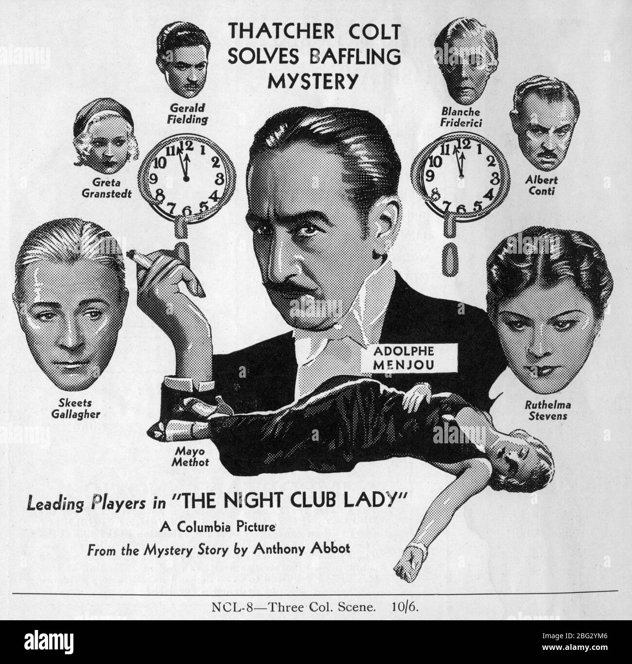 ADOLPHE MENJOU as New York Police Commissioner Thatcher Colt and MAYO ...
