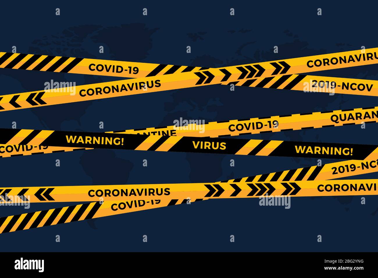 Vector biohazard danger yellow black tape on white paper cut world map ...