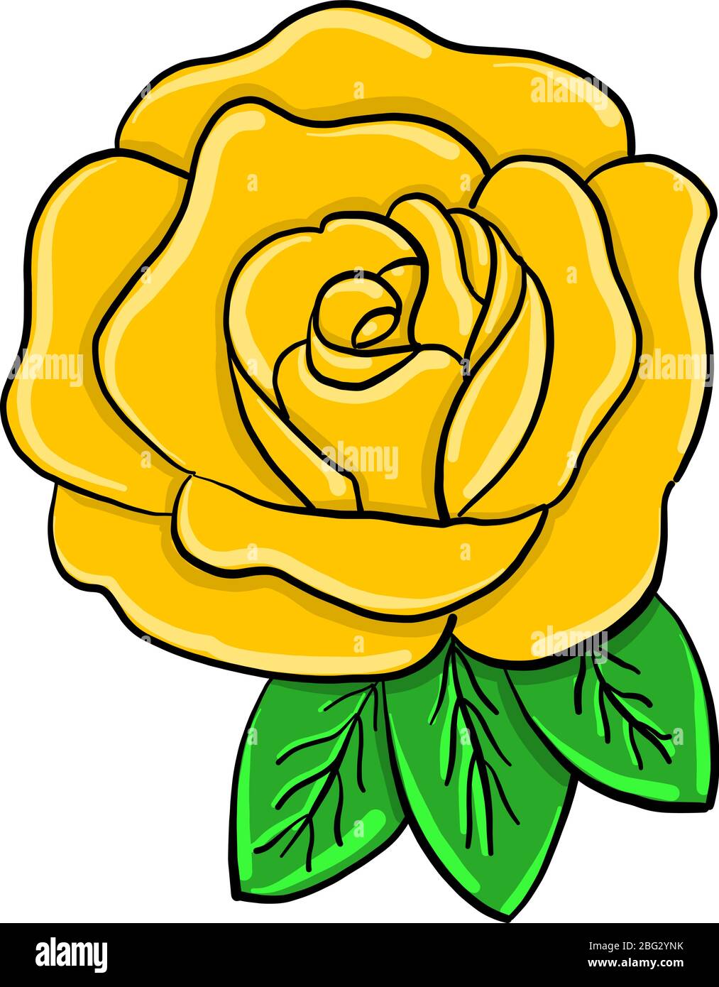 Yellow rose, illustration, vector on white background Stock Vector ...