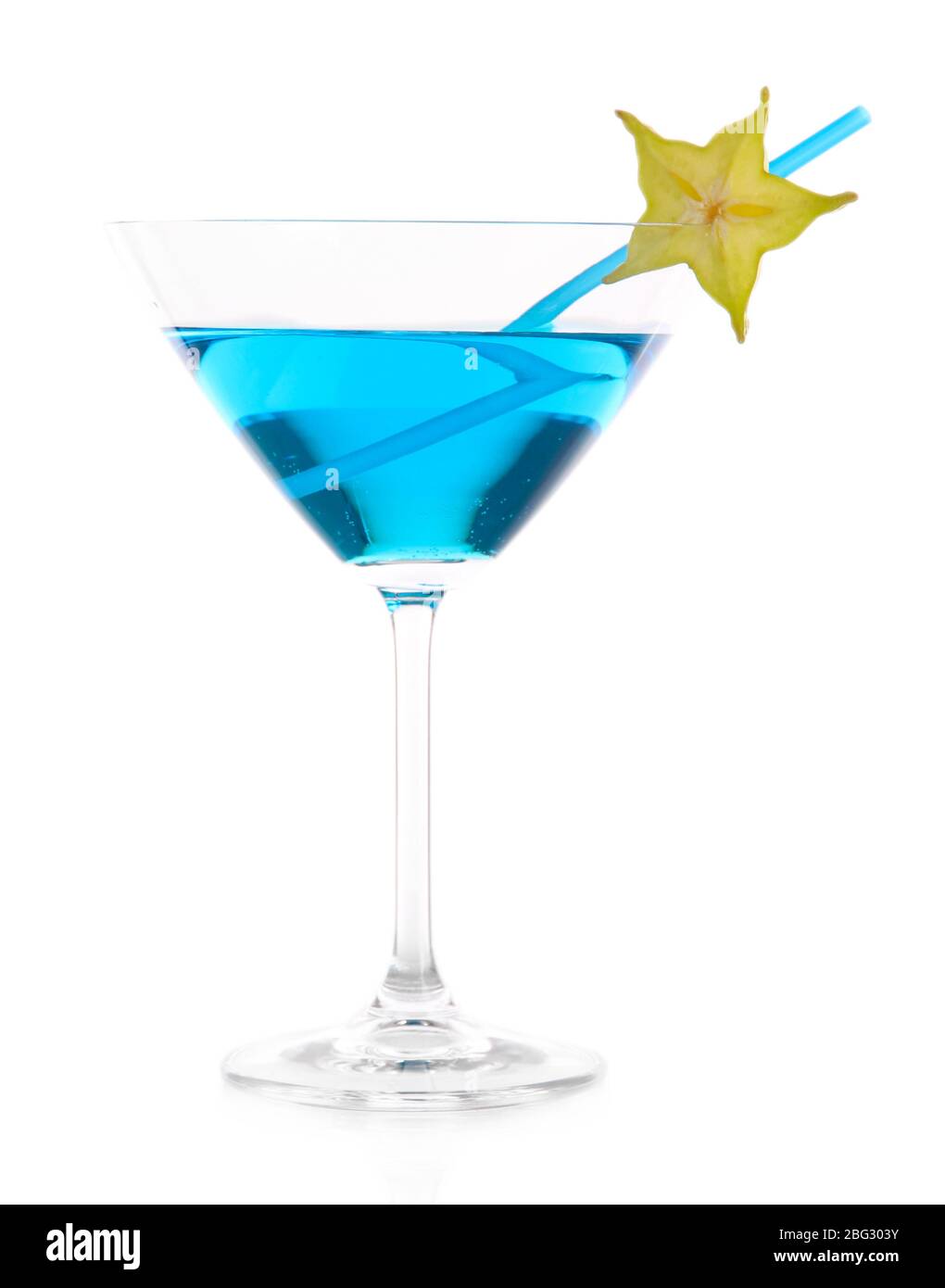 Blue cocktail in martini glass isolated on white Stock Photo - Alamy