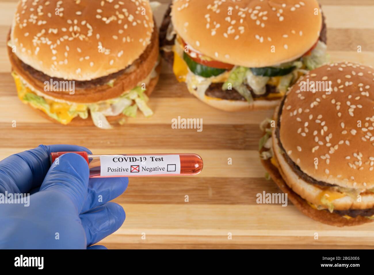 Home delivery burger in time of coronavirus quarantine - covid-19 blood ...