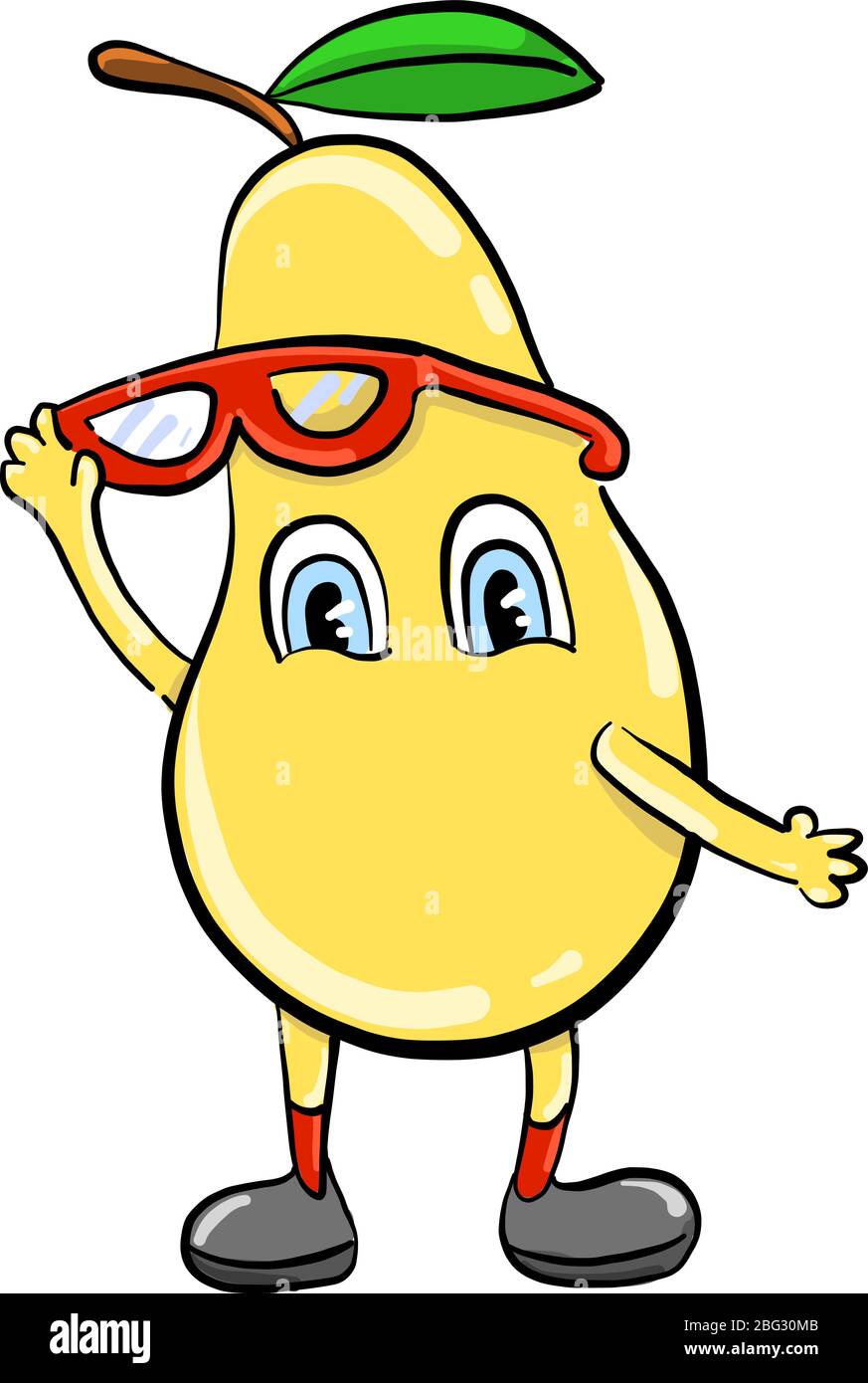 Pear with eyes, illustration, vector on white background Stock Vector ...