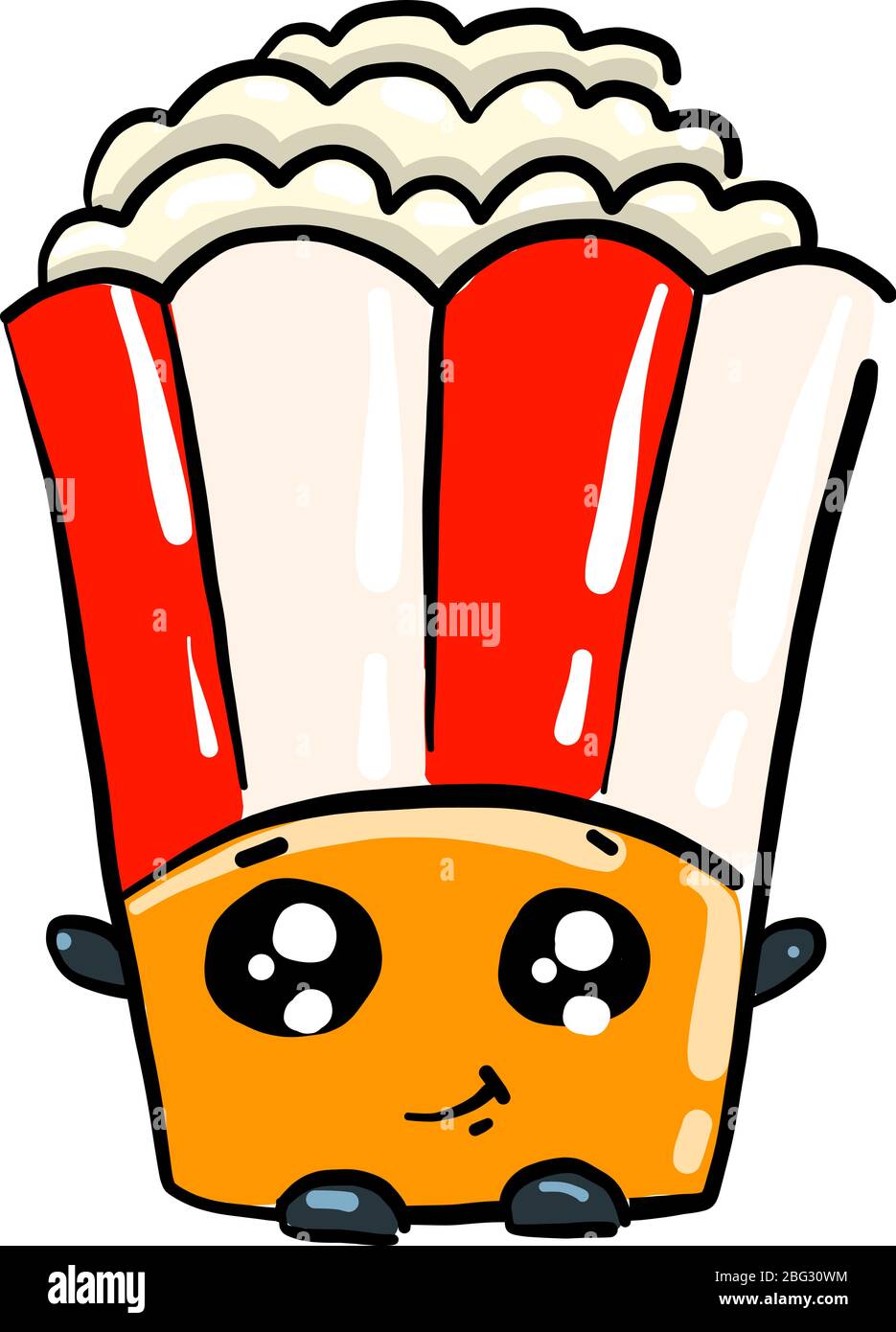 Popcorn with eyes, illustration, vector on white background Stock ...