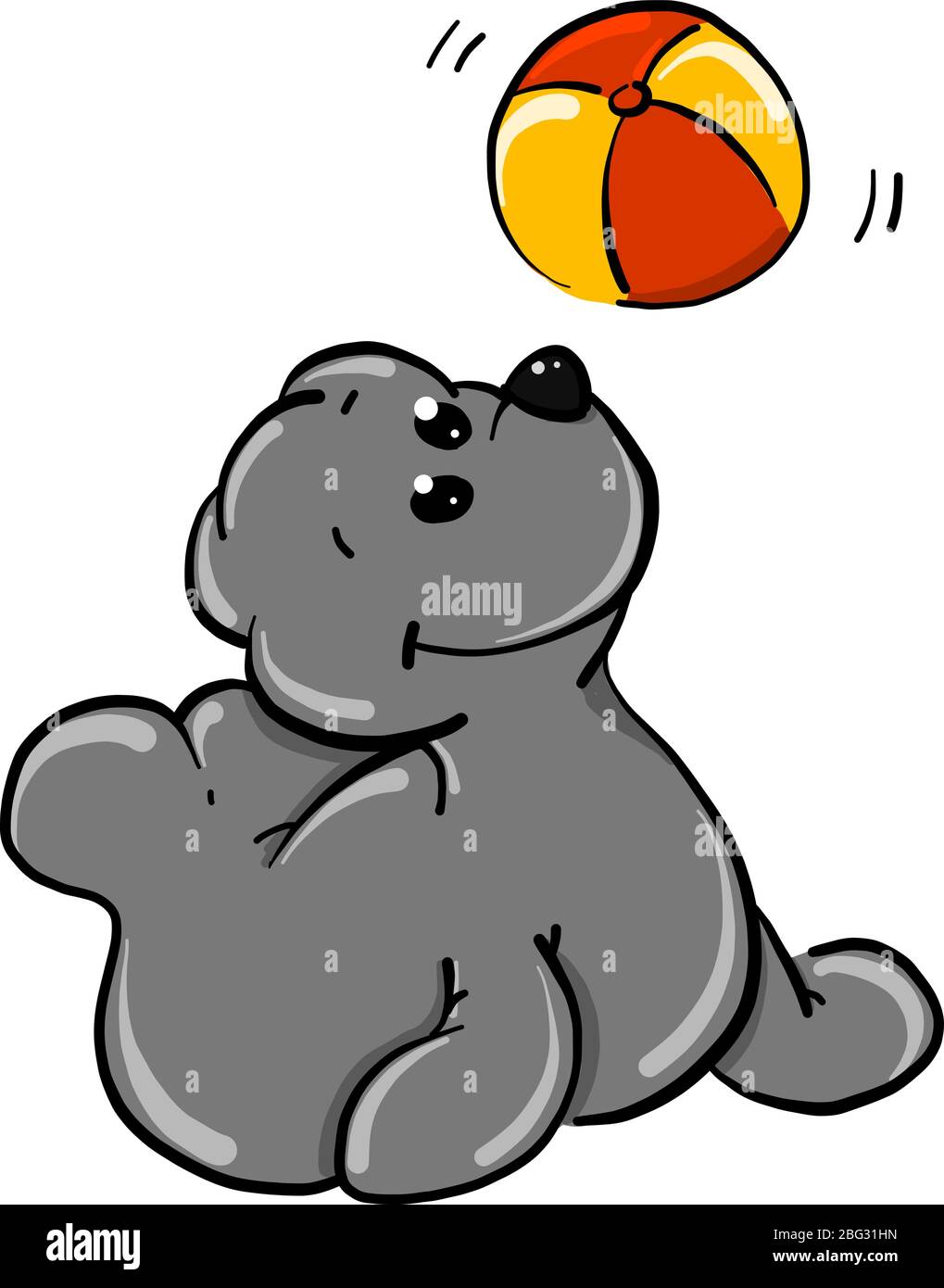 Walrus with ball, illustration, vector on white background Stock Vector ...