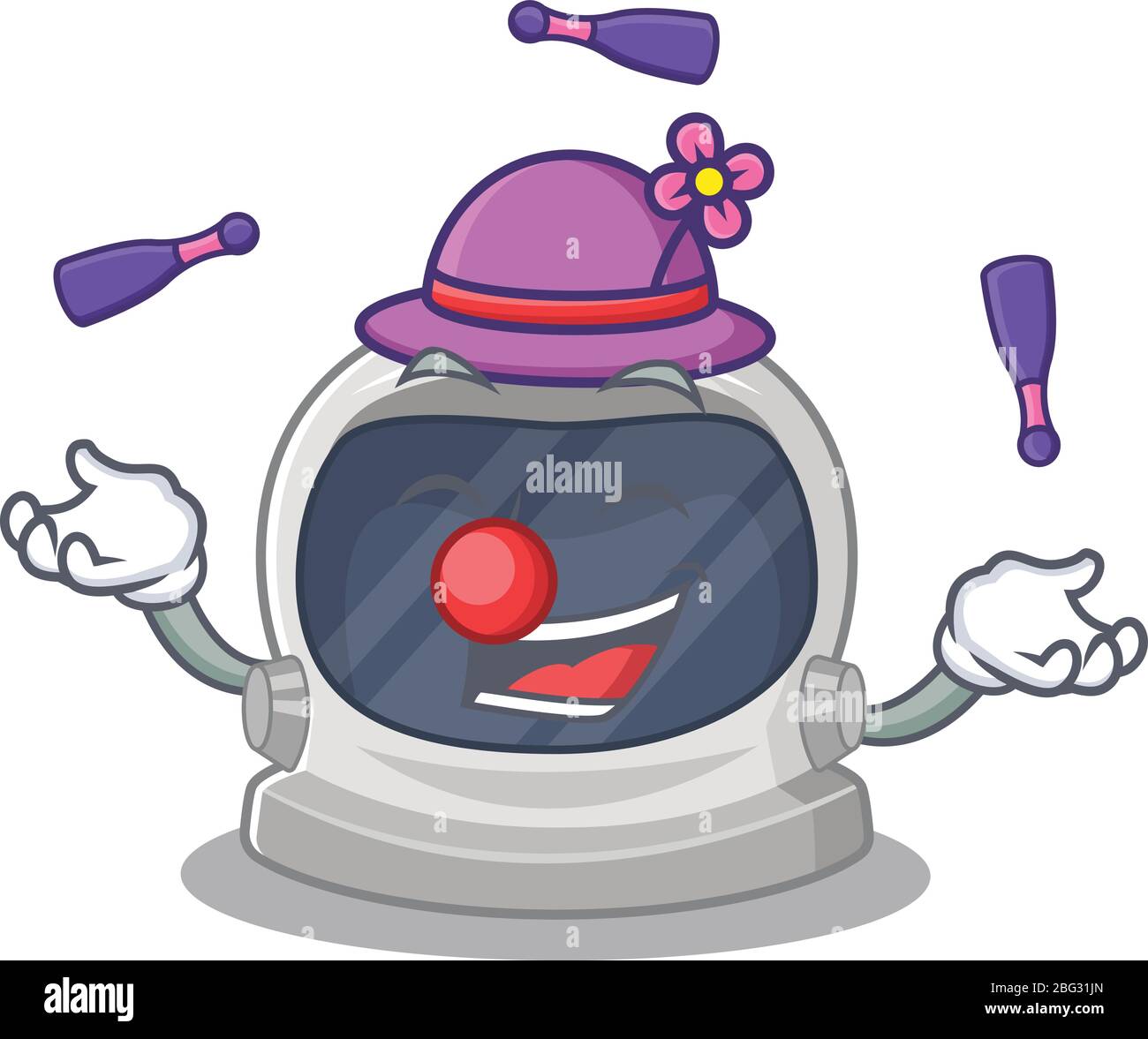 An attractive astronaut helmet cartoon design style playing juggling ...