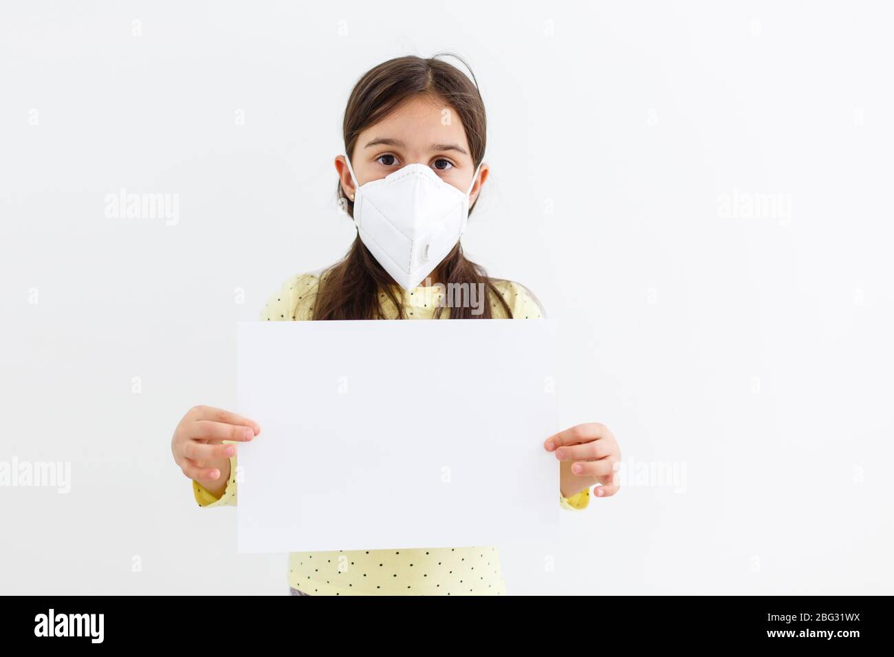 Masked child - protection against influenza virus. Little Caucasian ...