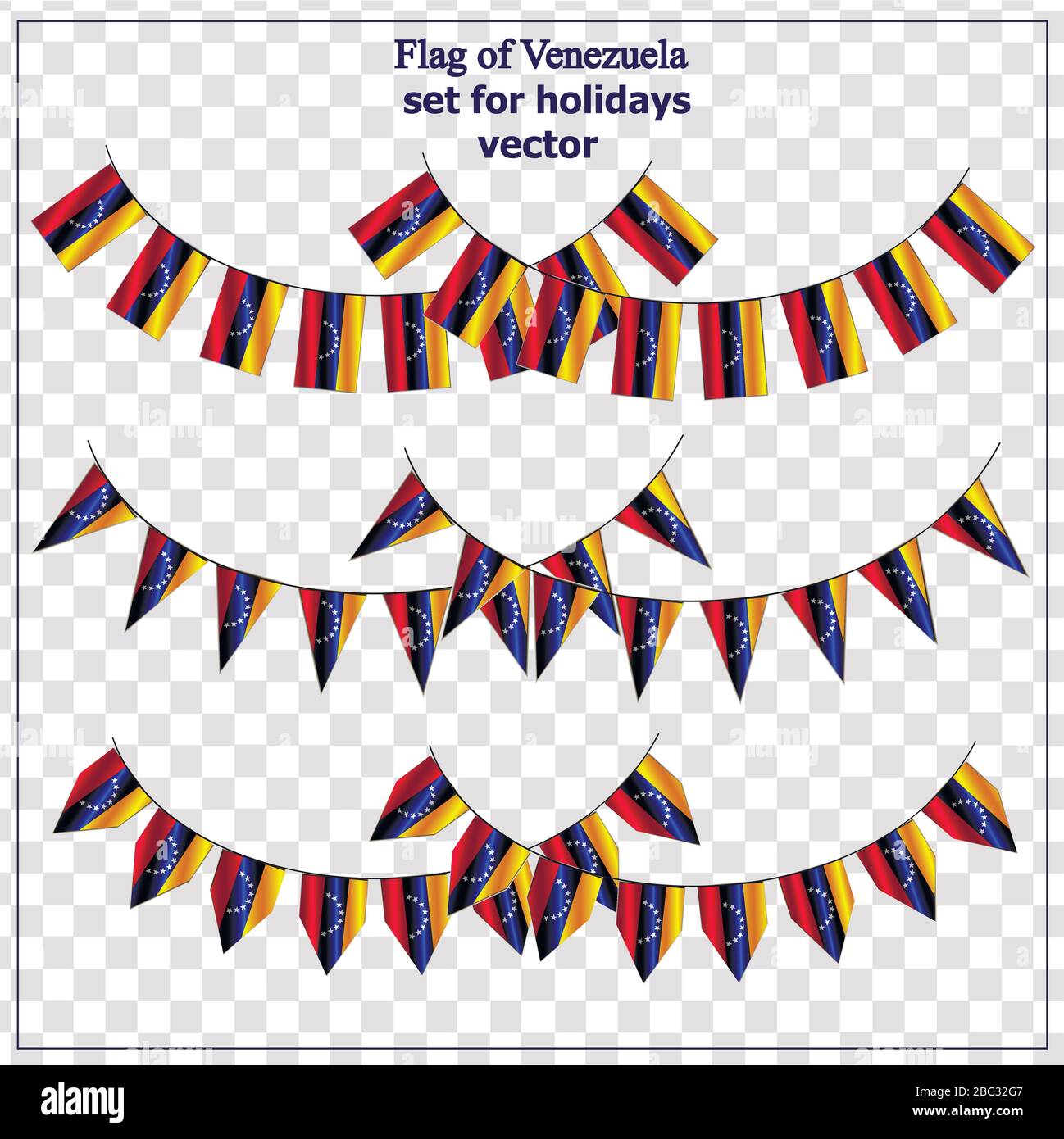 Set with flags of Venezuela with folds. Colorful illustration with ...