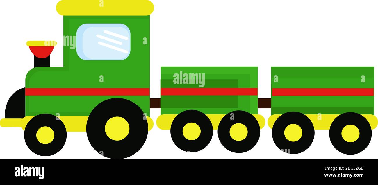Green train, illustration, vector on white background Stock Vector ...