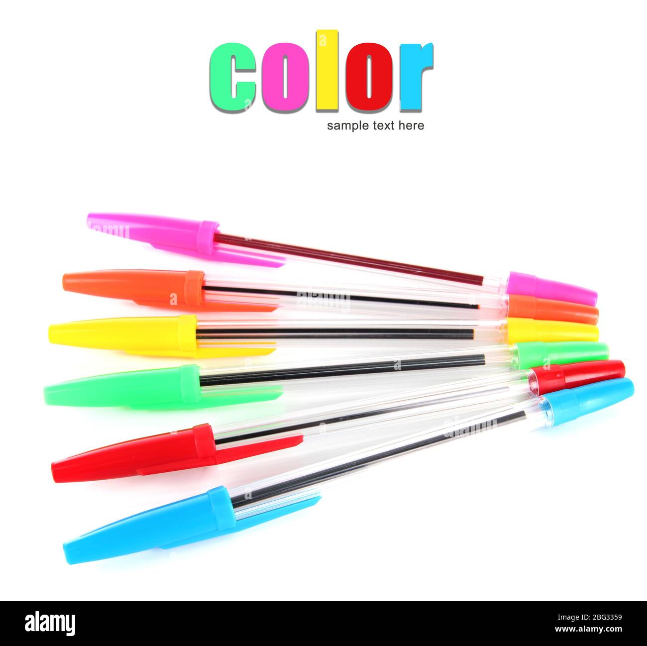 Colorful pens isolated on white Stock Photo - Alamy