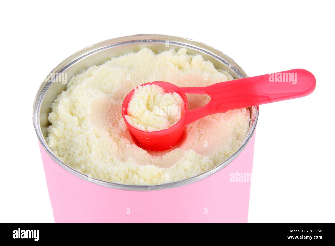 Powdered milk for baby isolated on white Stock Photo - Alamy