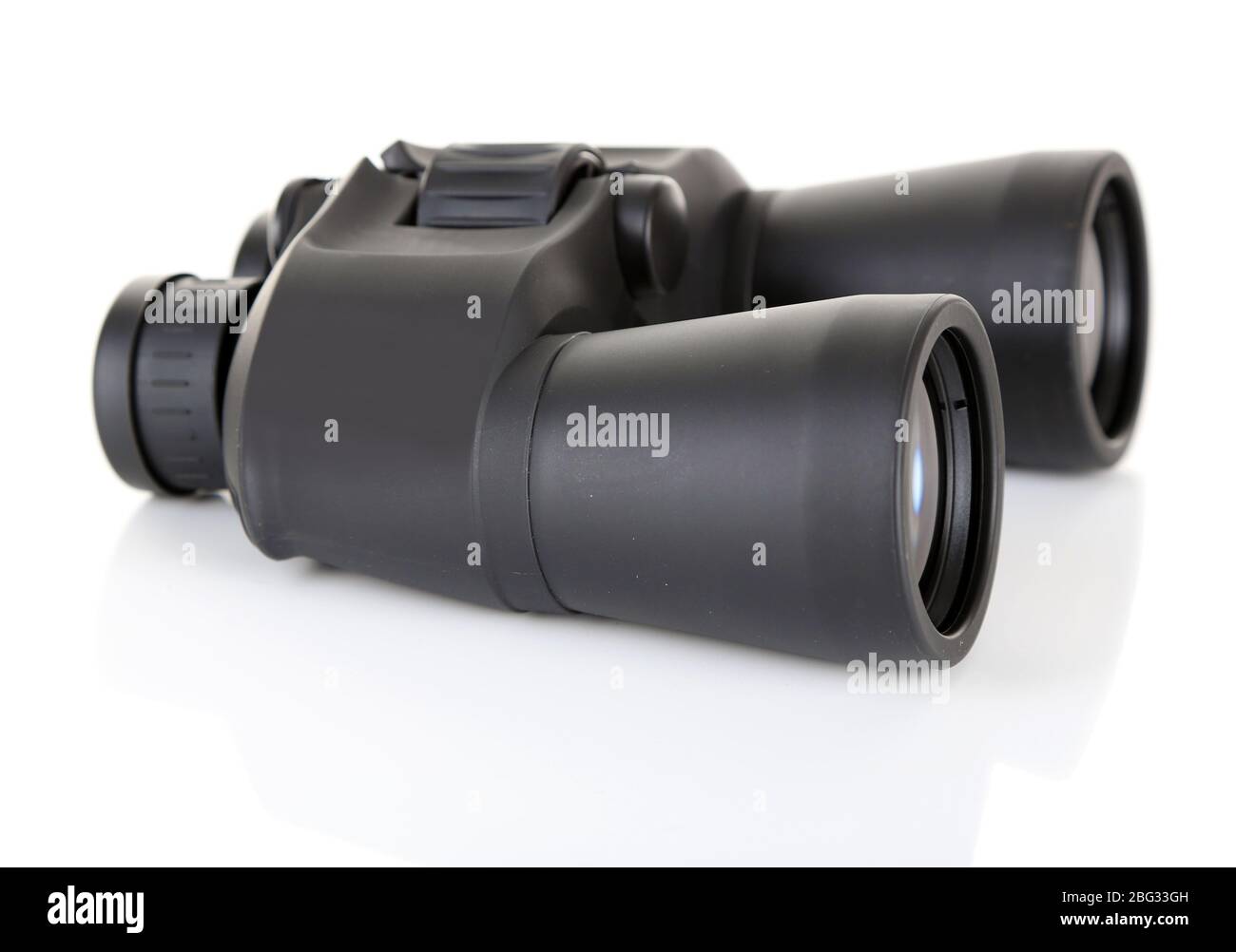 Black modern binoculars isolated on white Stock Photo - Alamy