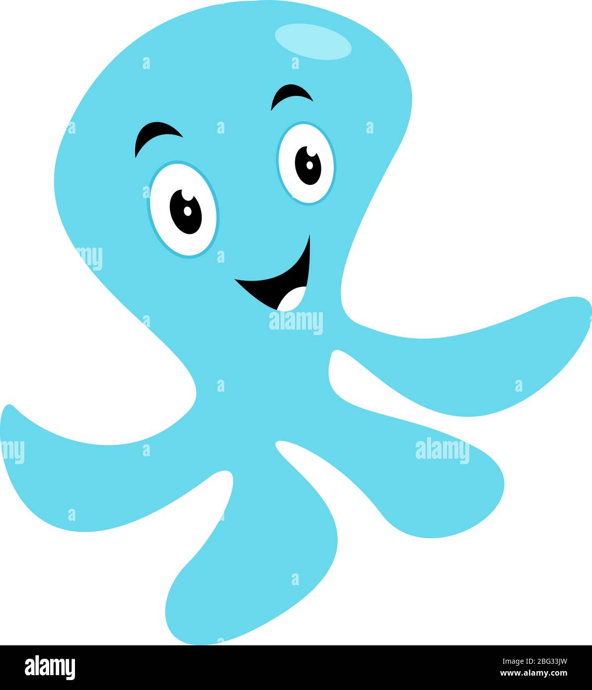 Blue octopus, illustration, vector on white background Stock Vector ...