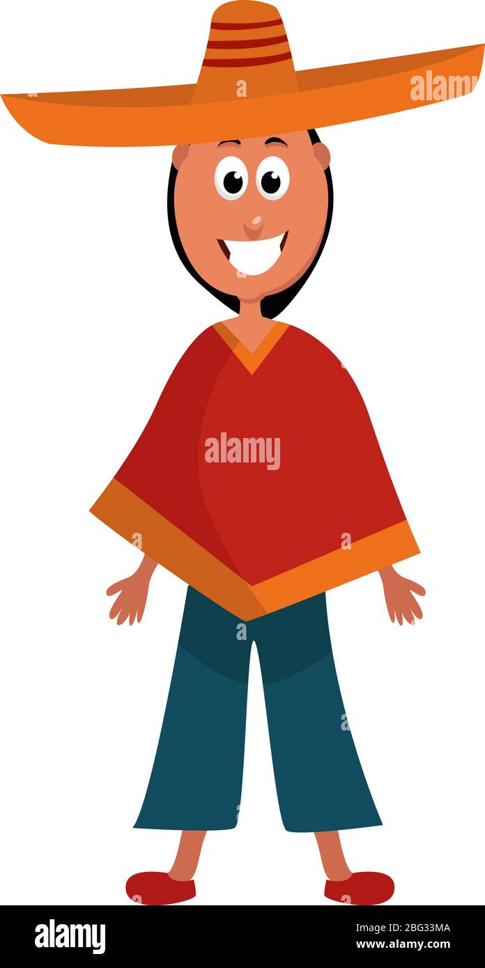 Mexican man, illustration, vector on white background Stock Vector ...