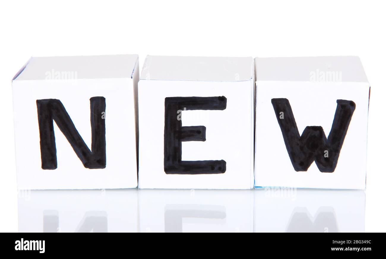 White paper cubes labeled "News" isolated on white Stock Photo - Alamy