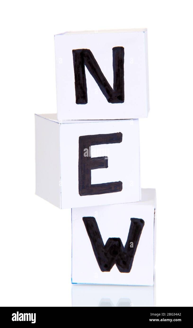 White paper cubes labeled "News" isolated on white Stock Photo - Alamy