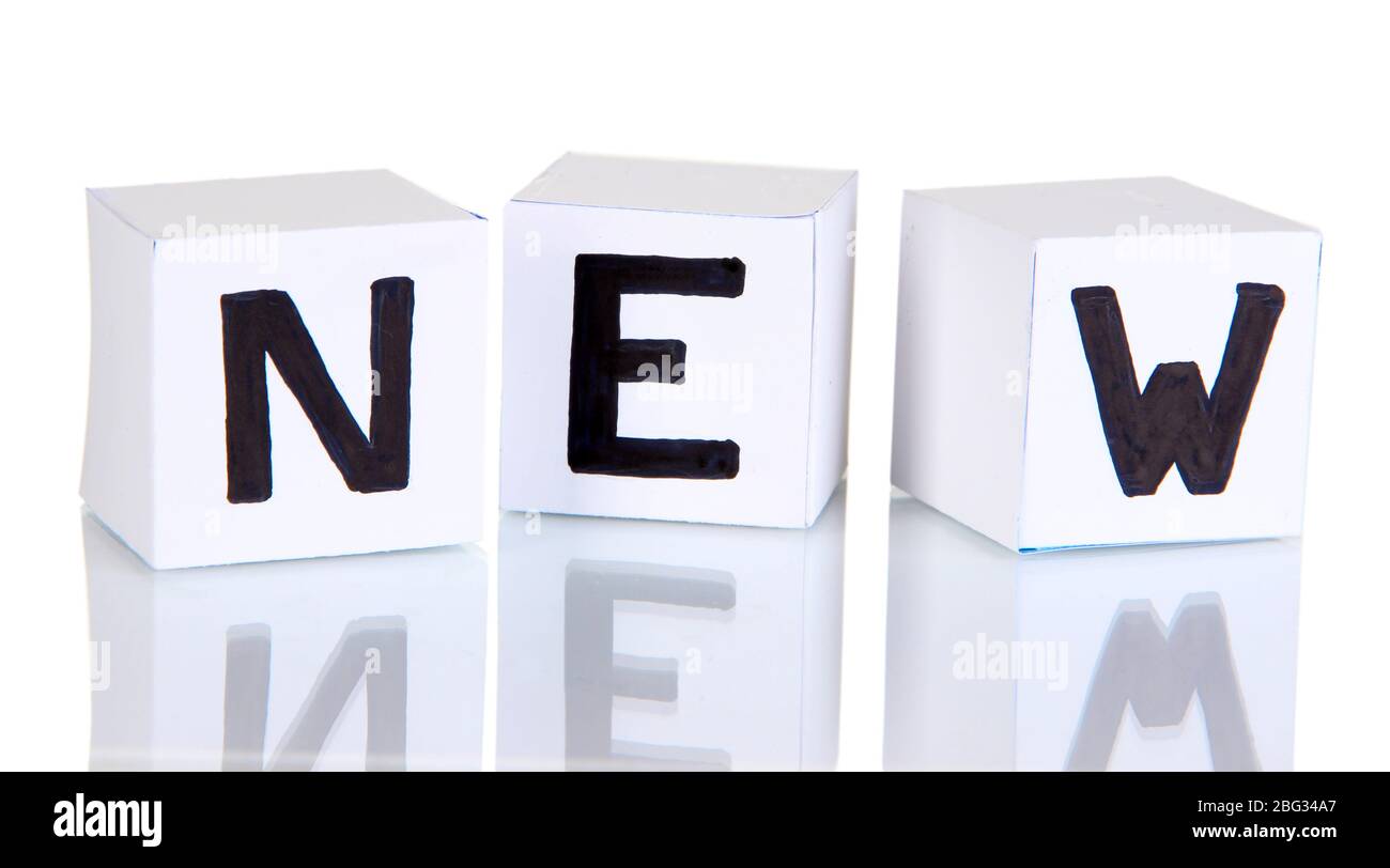 White paper cubes labeled "News" isolated on white Stock Photo - Alamy