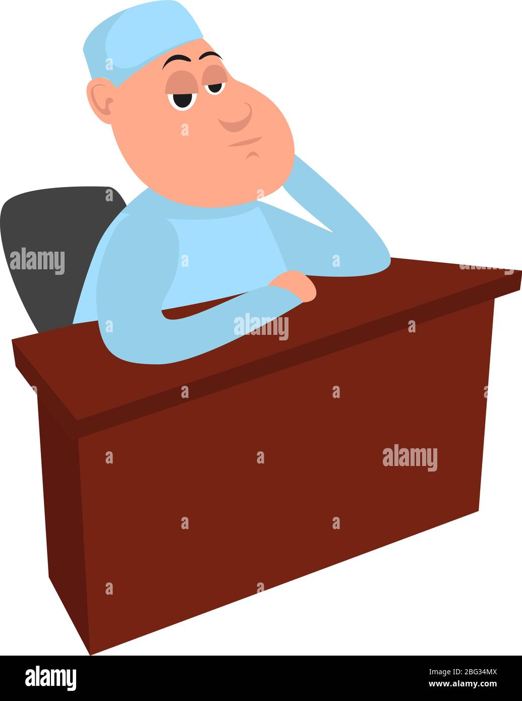 Doctor at work place, illustration, vector on white background Stock ...