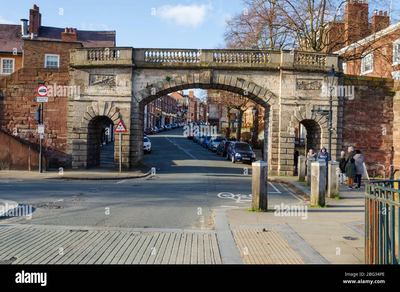 Chester, UK: Mar 1, 2020: TheBridgegate of Chester forms part of the ...