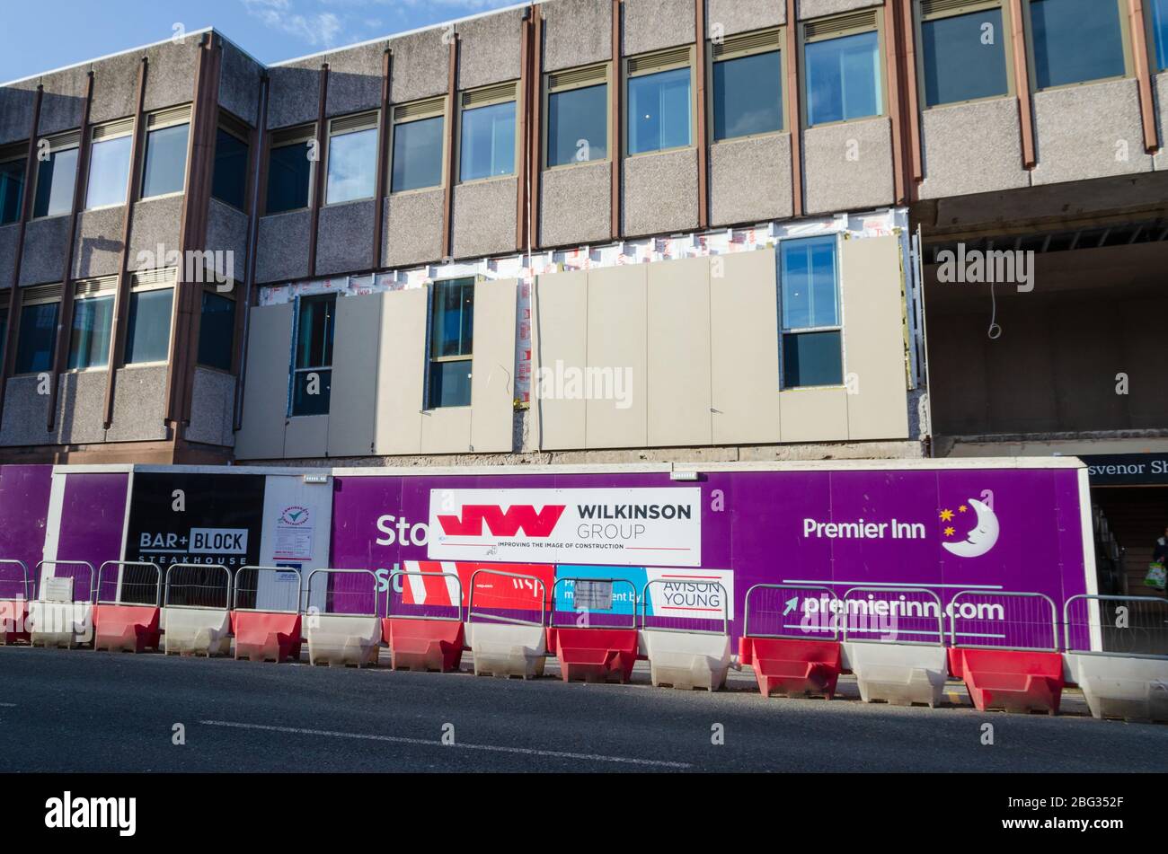 Chester, UK: Mar 1, 2020: Building renovation work underway to create a ...