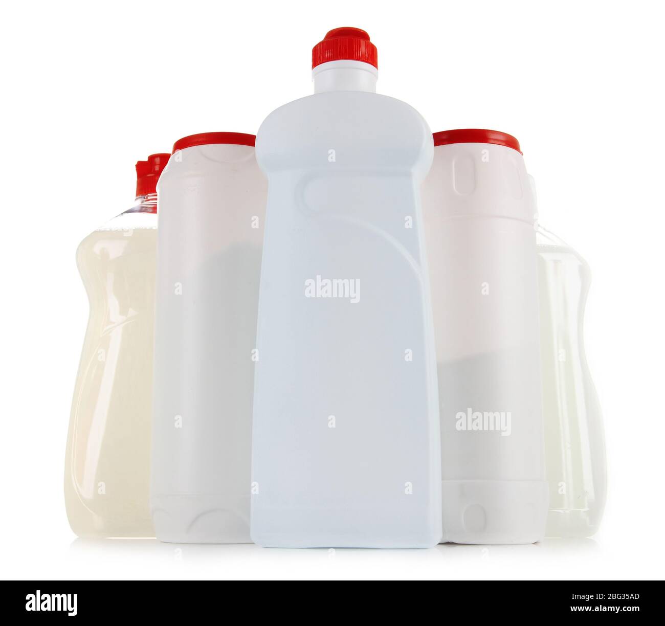 Different kinds of house cleaners, isolated on white Stock Photo - Alamy