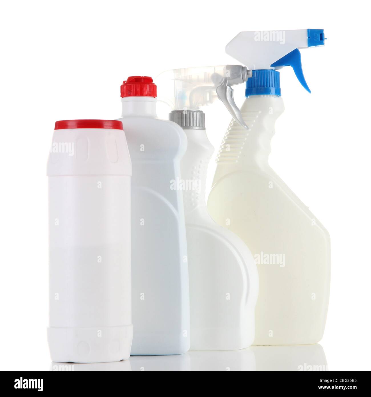 Different kinds of kitchen cleaners, isolated on white Stock Photo - Alamy