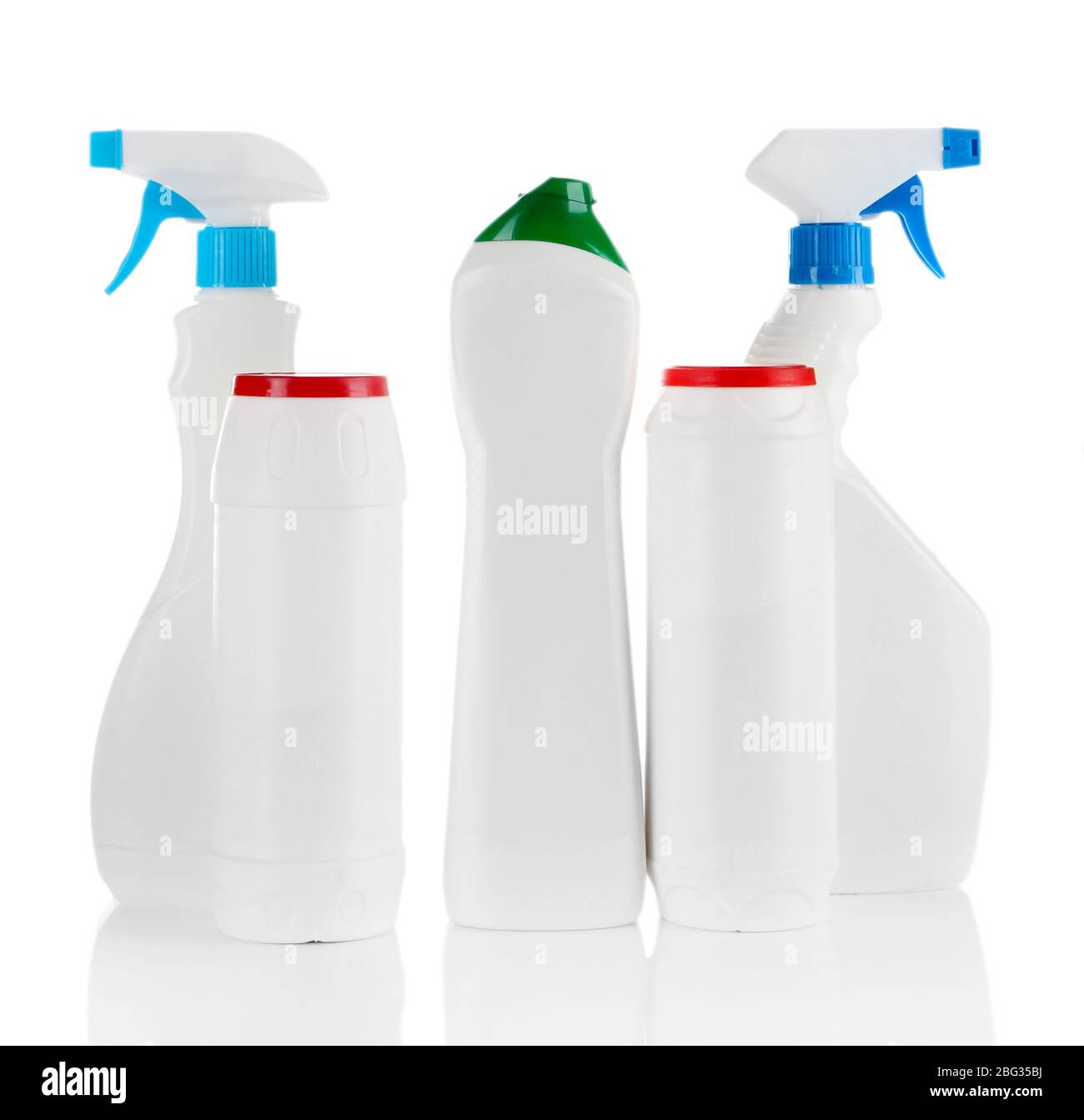 Different kinds of house cleaners, isolated on white Stock Photo - Alamy