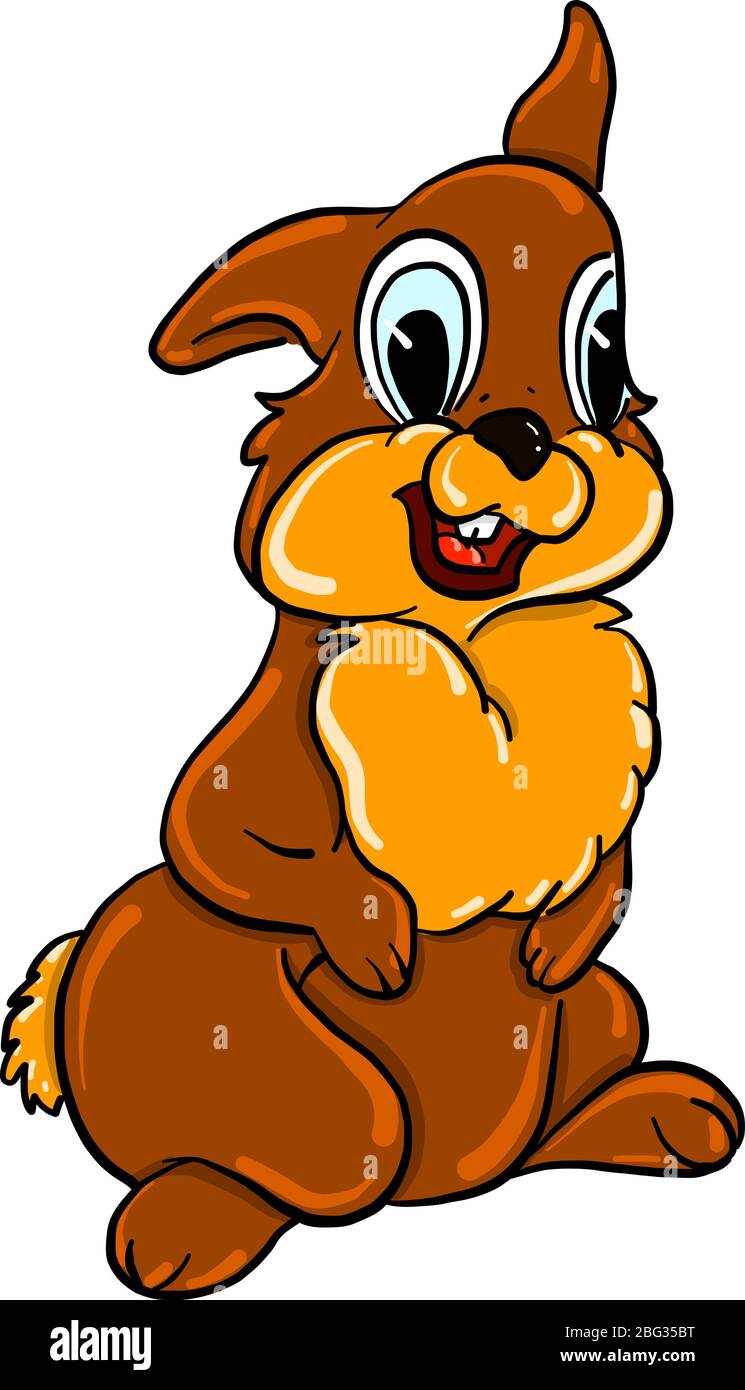 Brown bunny, illustration, vector on white background Stock Vector ...