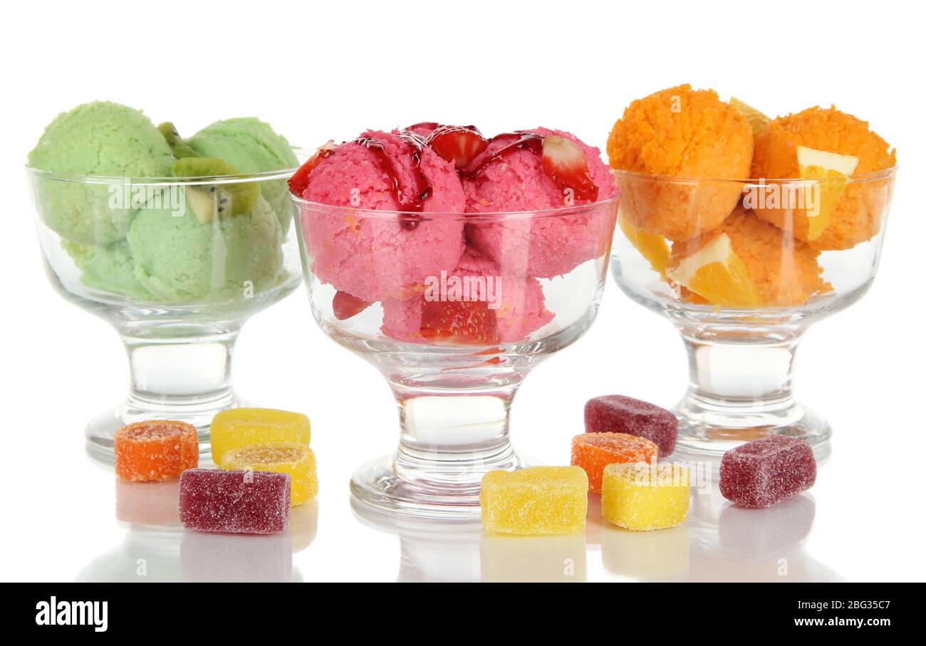 Delicious ice cream isolated on white Stock Photo - Alamy