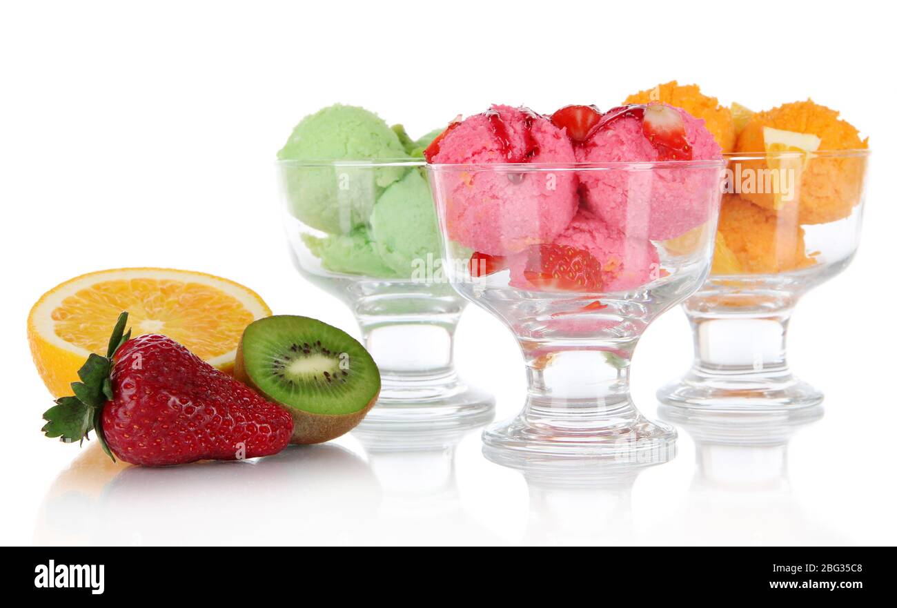 Delicious ice cream isolated on white Stock Photo - Alamy