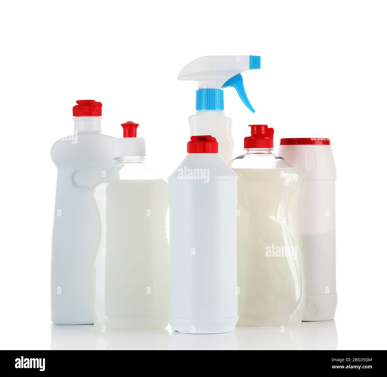 Different kinds of kitchen cleaners, isolated on white Stock Photo - Alamy