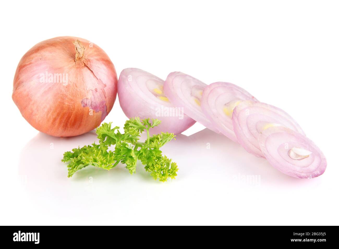 Onion cut with rings isolated on white Stock Photo - Alamy