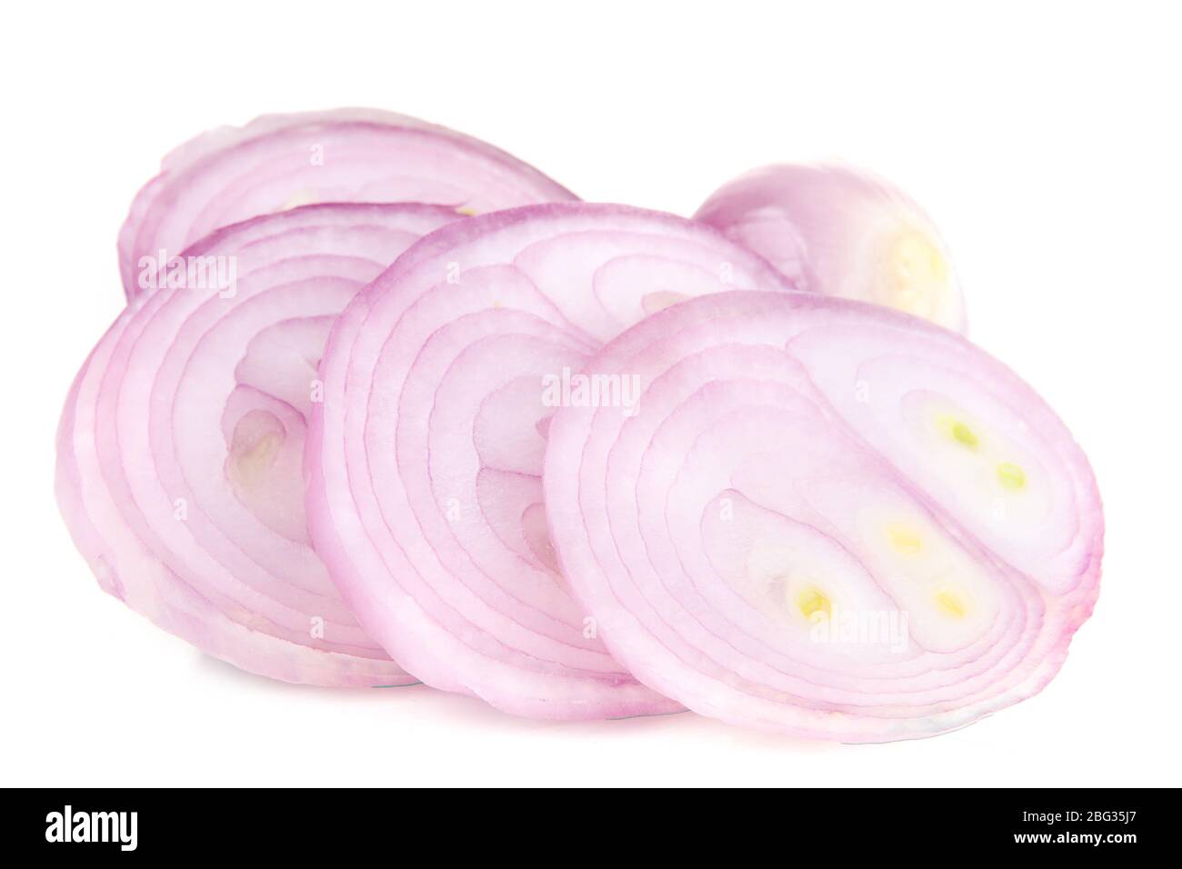Onion cut with rings isolated on white Stock Photo - Alamy