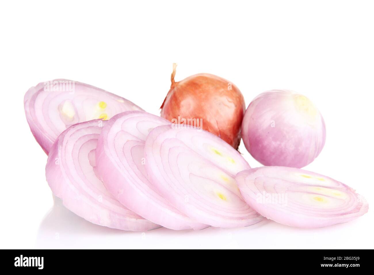 Onion cut with rings isolated on white Stock Photo - Alamy