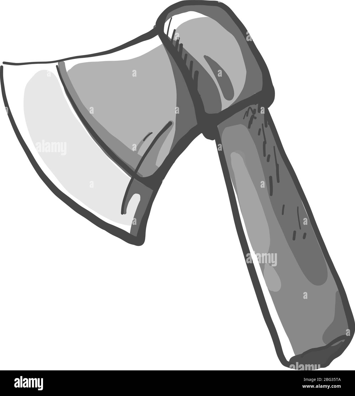 Gray small ax, illustration, vector on white background Stock Vector ...