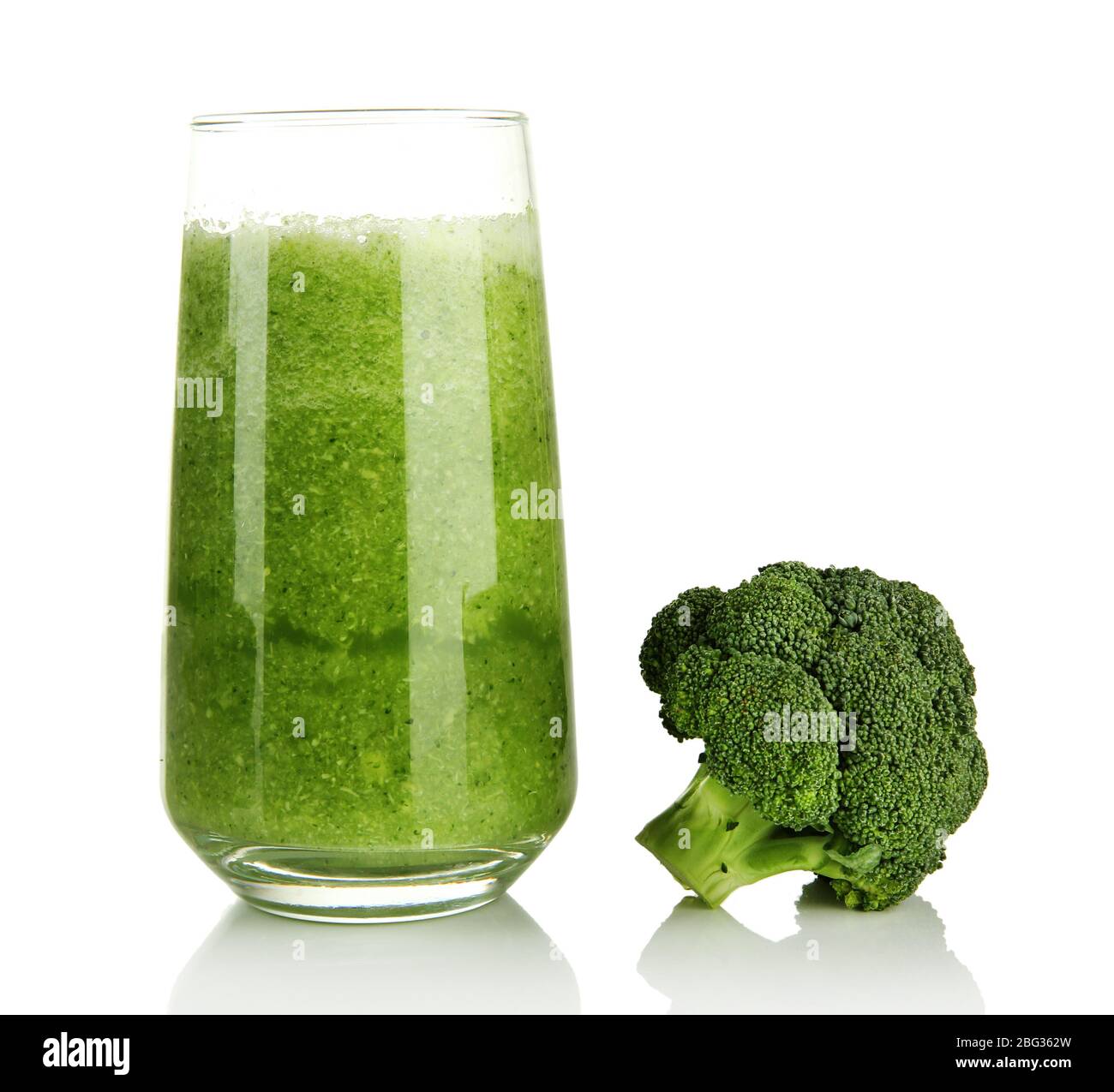 Glass of broccoli juice, isolated on white Stock Photo - Alamy
