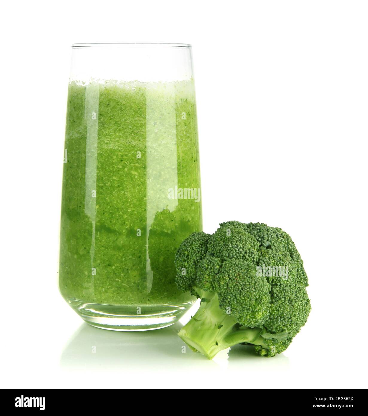 Glass of broccoli juice, isolated on white Stock Photo - Alamy