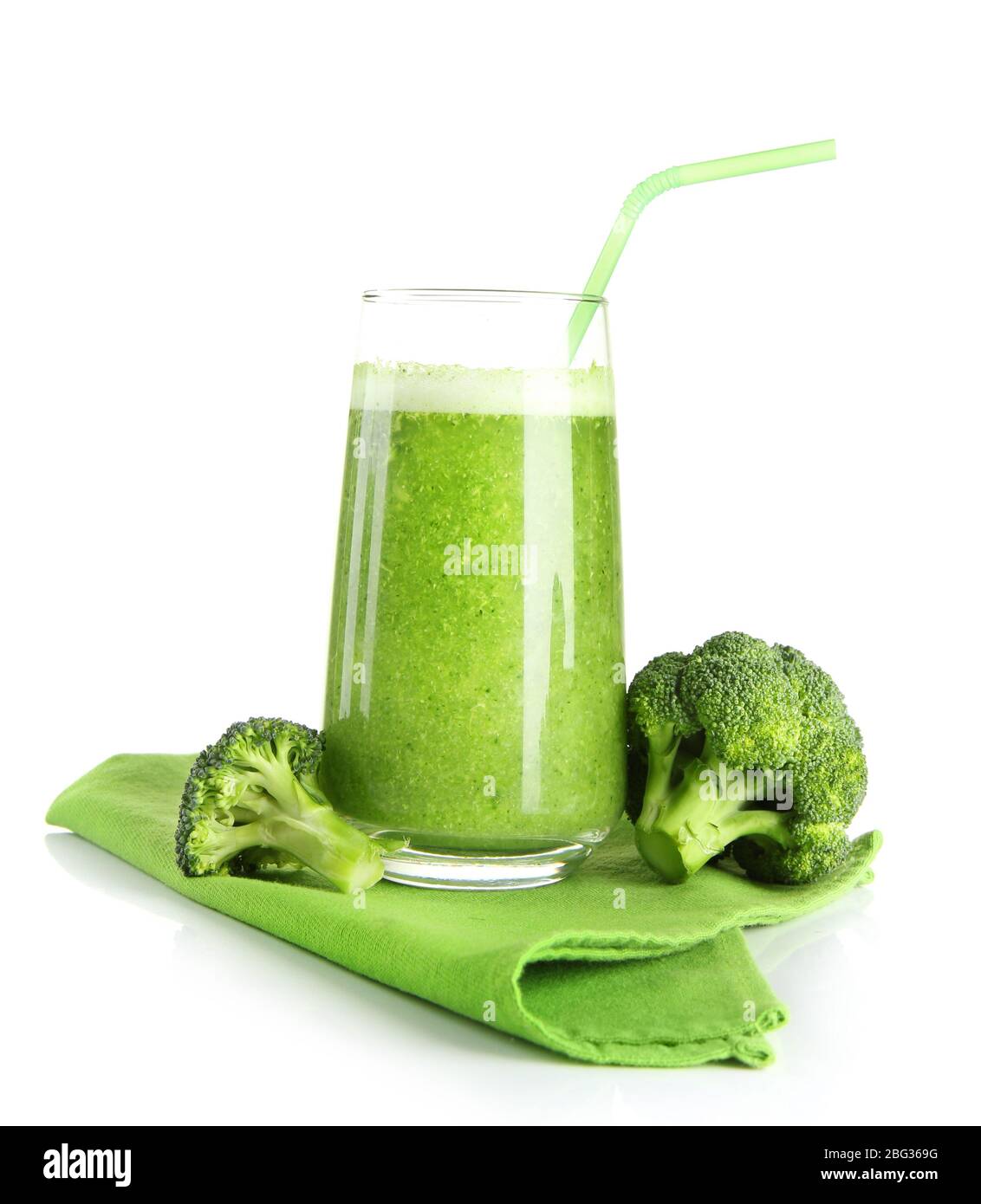 Glass of broccoli juice, isolated on white Stock Photo - Alamy