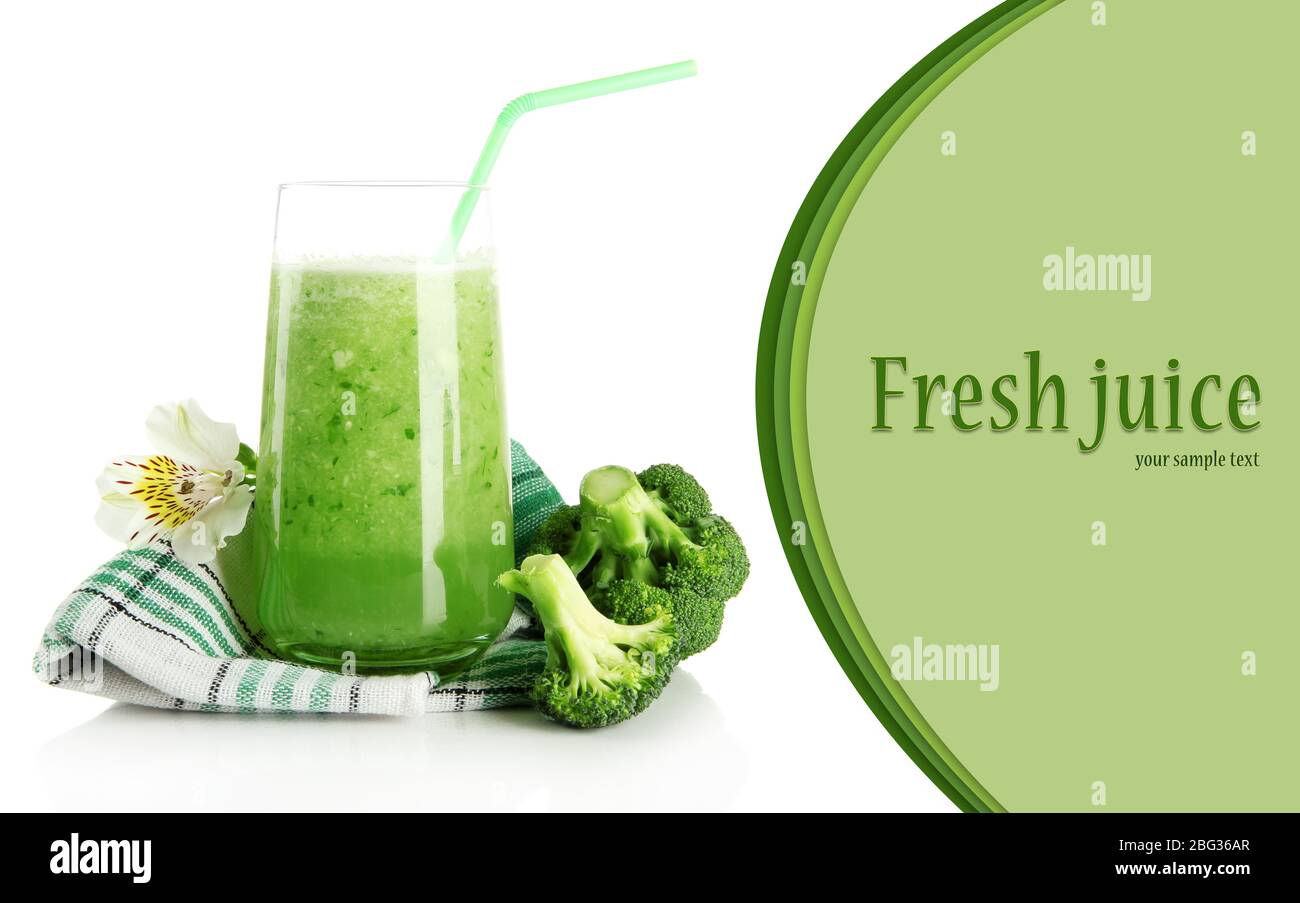 Glass of broccoli juice, isolated on white Stock Photo - Alamy