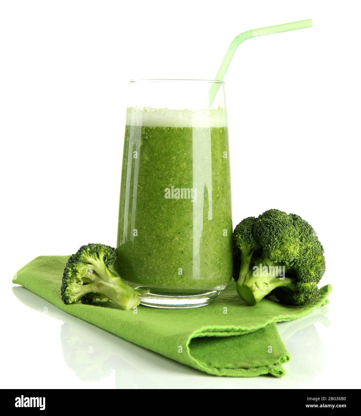 Glass of broccoli juice, isolated on white Stock Photo - Alamy