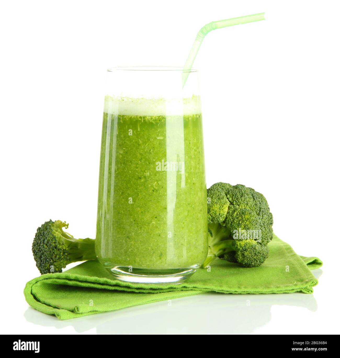 Glass of broccoli juice, isolated on white Stock Photo - Alamy
