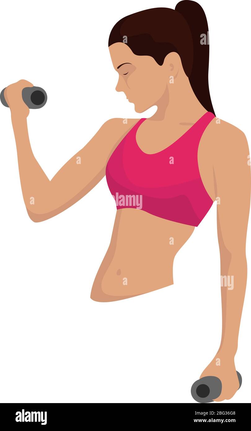 Woman in gym, illustration, vector on white background Stock Vector ...